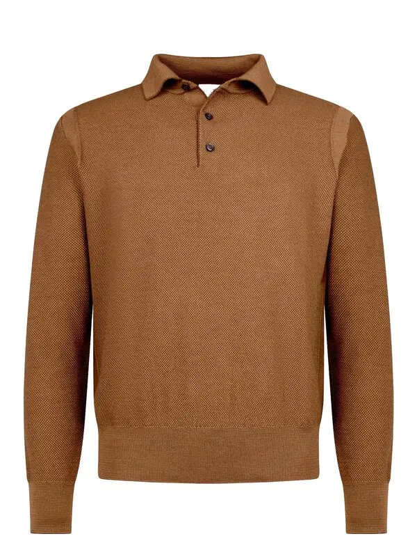 TOD'S Polo Shirt In Wool Piquet - Brown