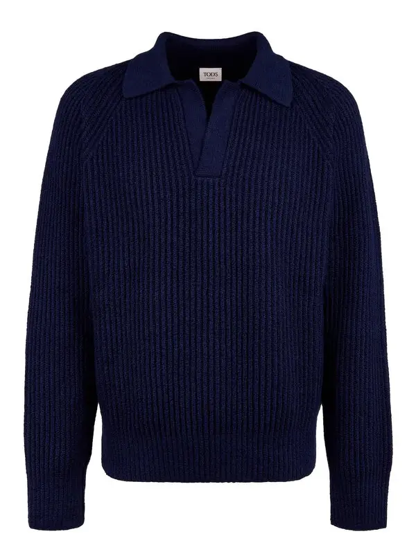 TOD'S Pullover In Organic Nilo Cotton English Rib Knit - Blue