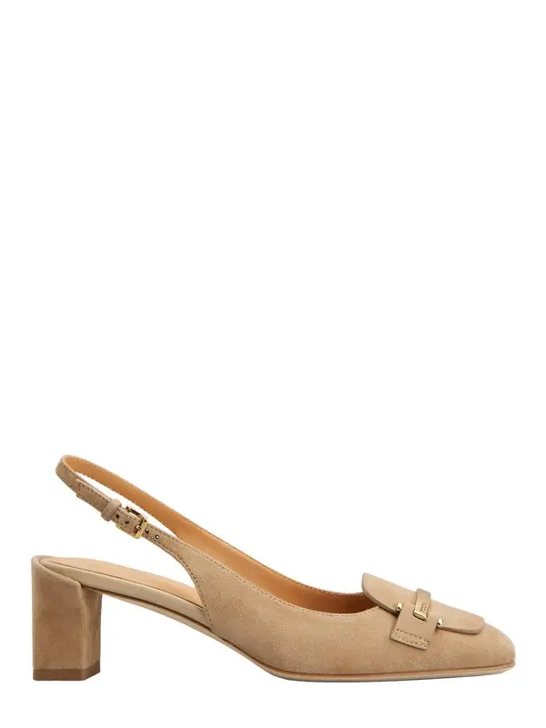 TOD'S Suede Slingback Pumps - Beige