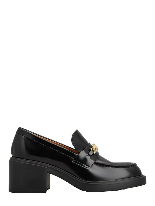 TOD'S Leather Loafers With T Chain Accessory - Black