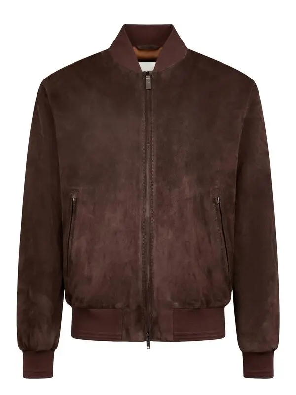 TOD'S Bomber Jacket In Pashmy Suede - Brown