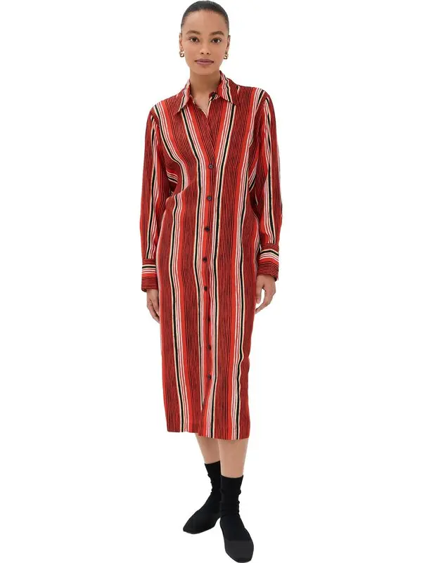 Proenza Schouler Printed Silk Habotai Amira Dress - Vermillion Multi