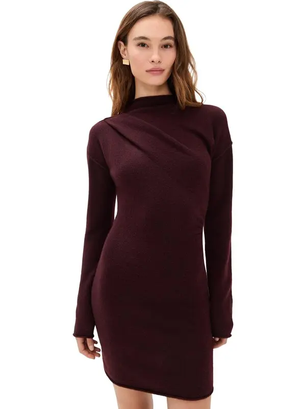 Helmut Lang Slouchy Plush Mini Dress - Burgundy