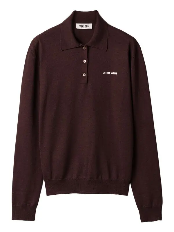 Miu Miu Wool Knit Polo Shirt - Cocoa Brown
