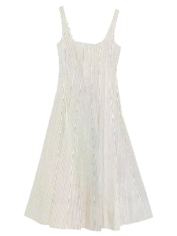 Staud Striped Midi A-line Dress - White