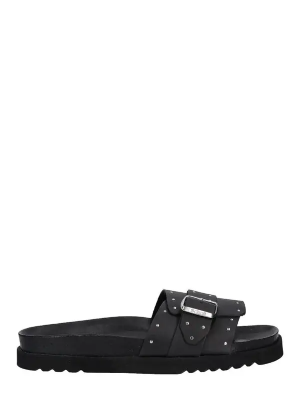 DR. SCHOLL'S SHOES Studded Buckle Slides - Black
