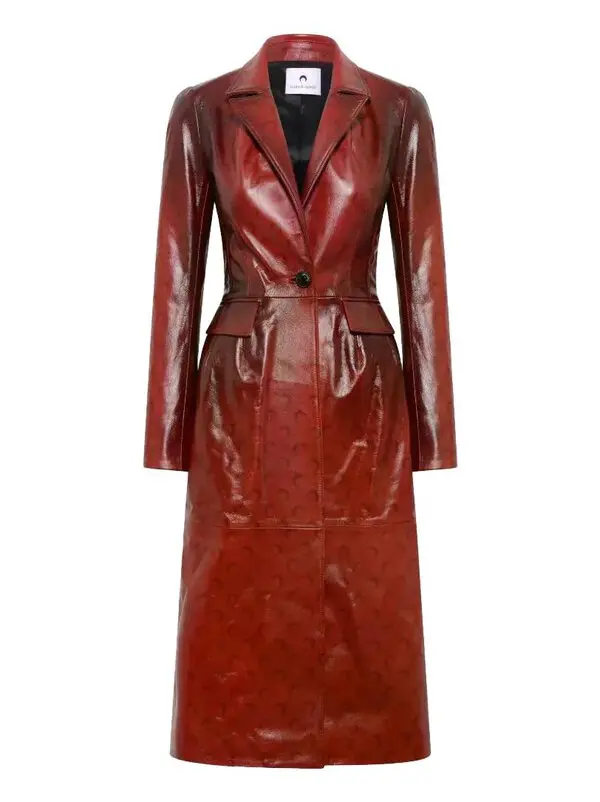 MARINE SERRE Airbrushed Leather Tailored Coat - Red