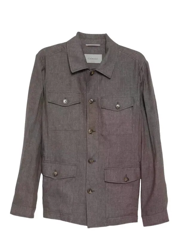 Canali Flap Pockets Shirt Jacket - Brown