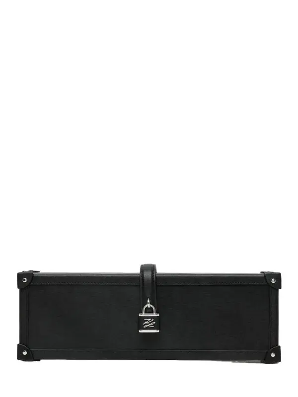 Karl Lagerfeld Autograph Padlock Trunk Clutch - Black