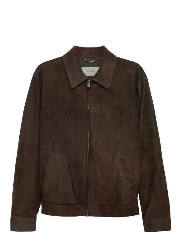 Canali Suede Zip Jacket - Brown