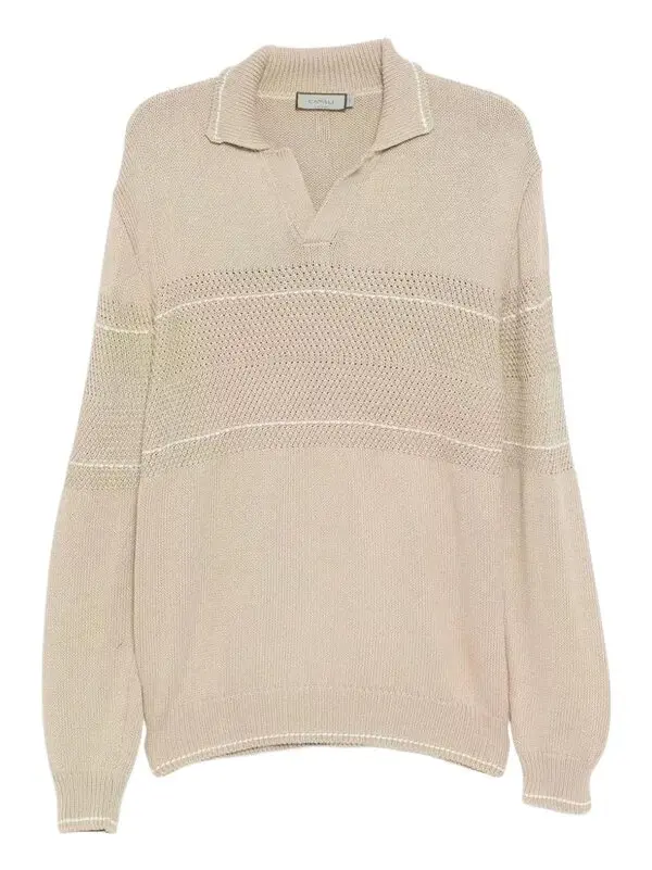 Canali Jacquard V-neck Sweater - Neutrals