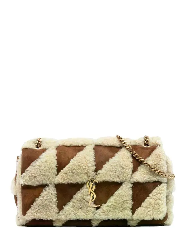 Saint Laurent Medium Suede And Shearling Patchwork Jamie Shoulder Bag - Brown
