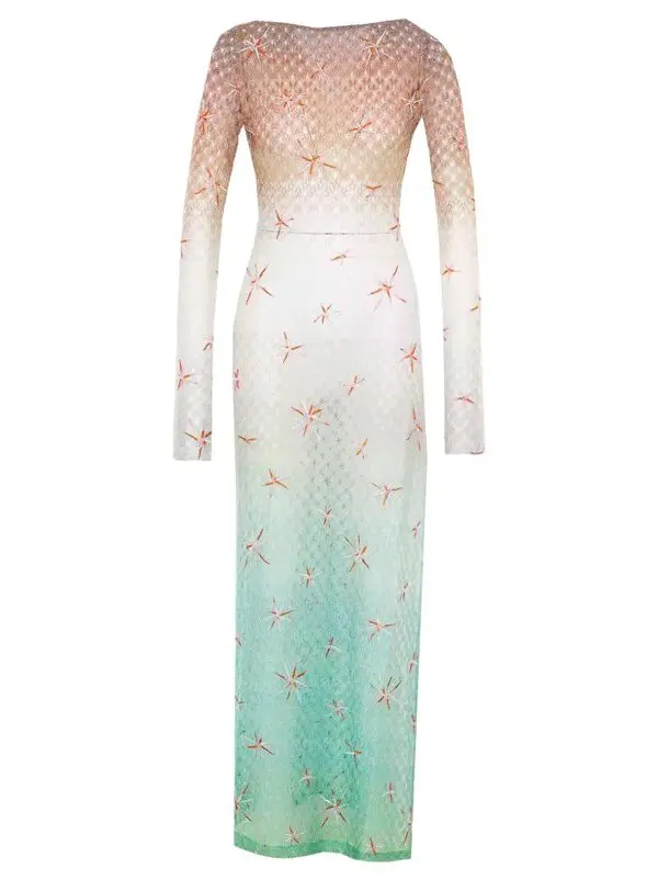 Missoni Embroidered Long-sleeved Mesh Dress - White