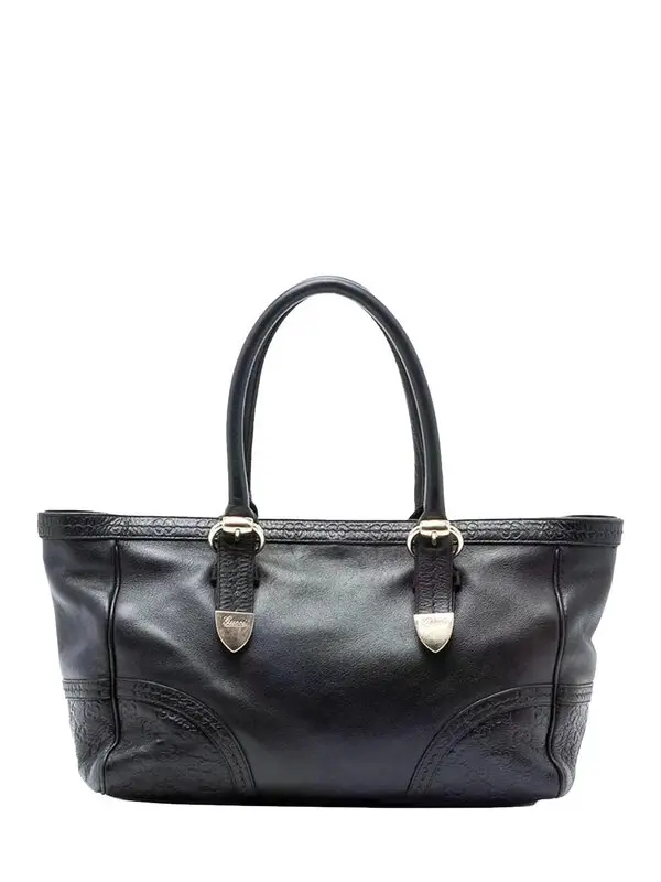 Gucci Leather Signoria Tote Bag - Black