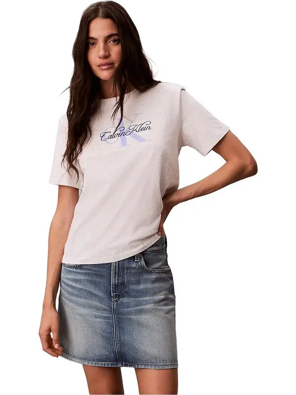 Calvin Klein Script Monologo Graphic T-shirt - Light Grey Heather