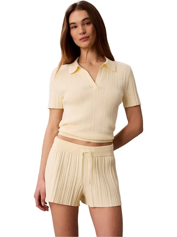 Calvin Klein Smooth Cotton Rib Polo T-shirt - Pear Sorbet