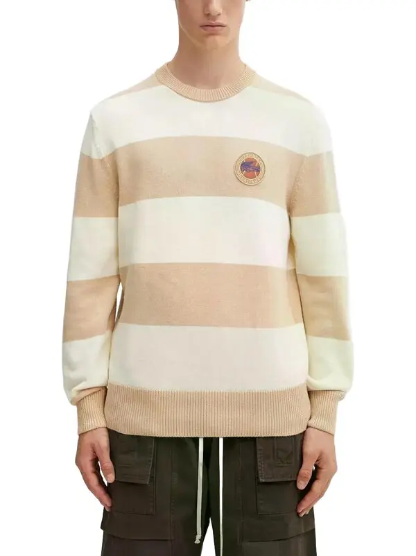 Lacoste Striped Badge Sweater - Neutrals