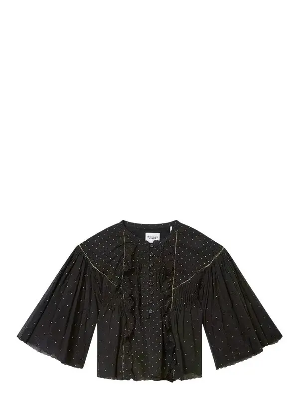 MARANT ETOILE Veenia Dotted Ruffled Blouse - Black