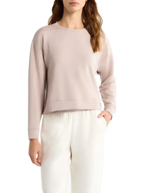SWANNIES Sienna Crop Performance Sweatshirt - Tan