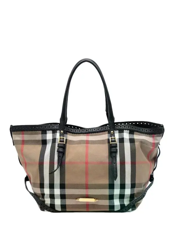 Burberry House Check Canvas Bridle Salisbury Tote Bag - Brown