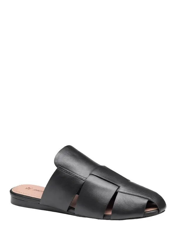 Johnston & Murphy Claire Leather Fisherman Mule Sandal - Black Nappa Leather