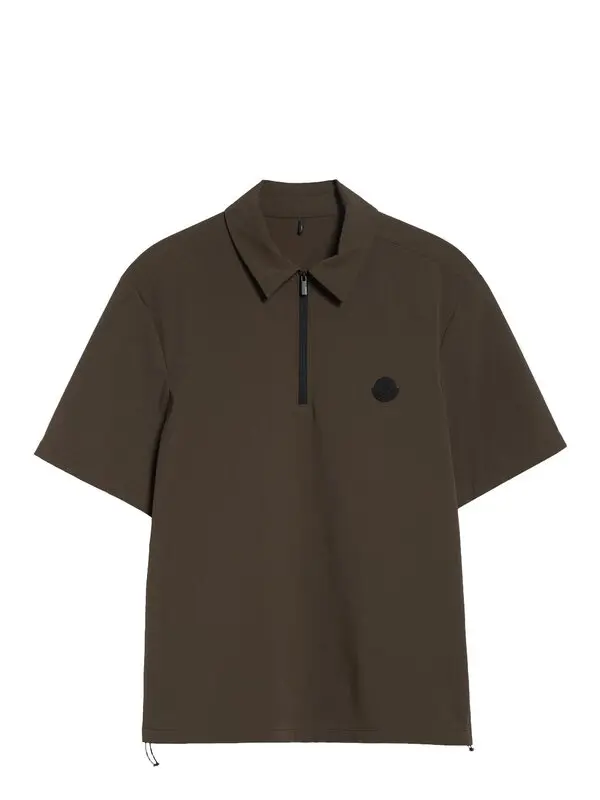 Moncler Logo Patch Quarter Zip Polo - Peat