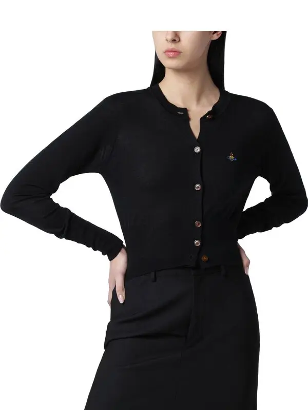 VIVIENNE WESTWOOD Cropped Wool And Silk Cardigan - Black