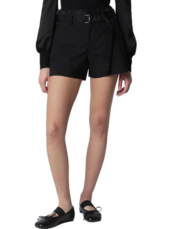 Sacai Wool-blend Belted Shorts - Black