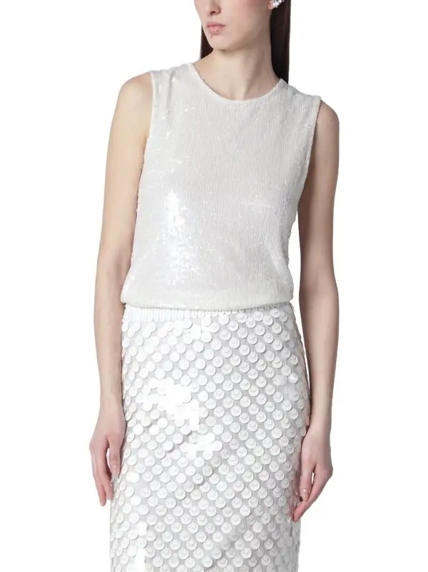 P.a.r.o.s.h Sequin Top - White