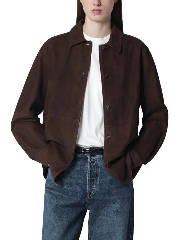 TOTEME Leather Shirt Jacket - Brown