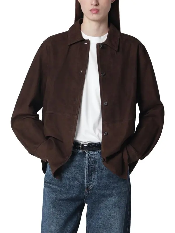 TOTEME Leather Shirt Jacket - Brown