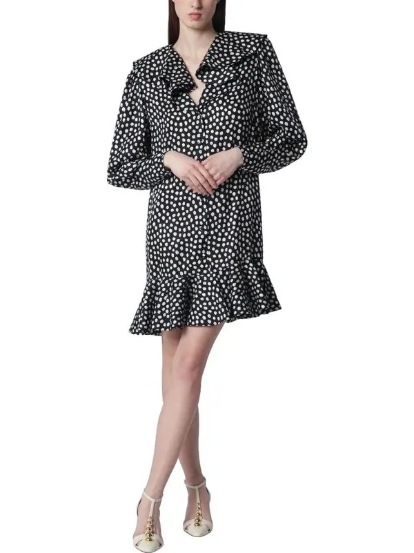Chloé Silk Jacquard Mini Dress With Polka Dot Print - Black