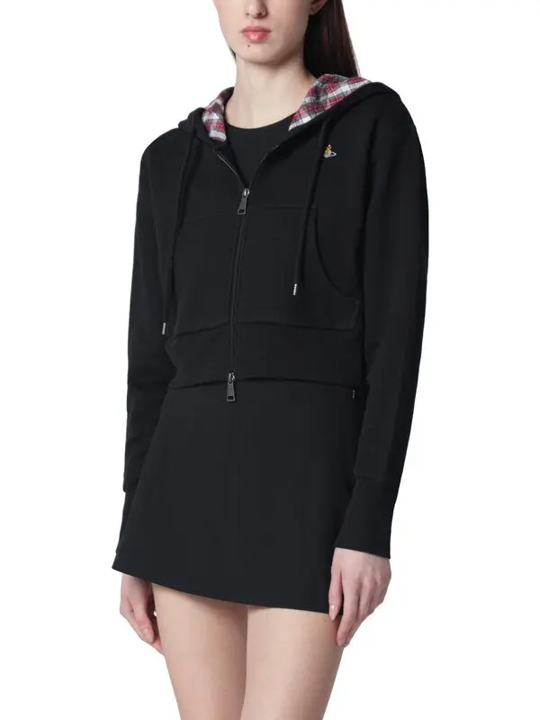 VIVIENNE WESTWOOD Cropped Cotton Sweatshirt With Orb Logo - Black