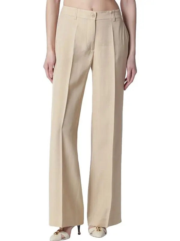 P.a.r.o.s.h Viscose Wide Leg Trousers - Beige