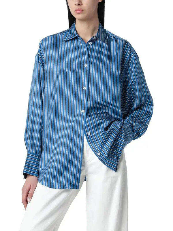 TOTEME Light Striped Silk Shirt - Blue
