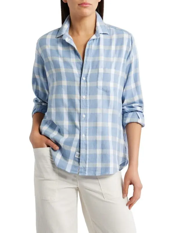 Frank & Eileen Relaxed Fit Cotton Button-up Shirt - Large Blue White Check