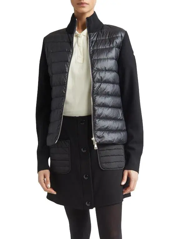 Moncler Wool Knit & Down Cardigan - Black