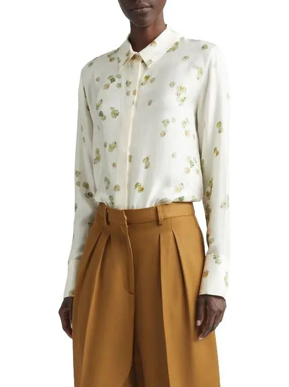 Altuzarra Chika Petal Print Silk Chiffon Shirt - Ivory Allover Petals