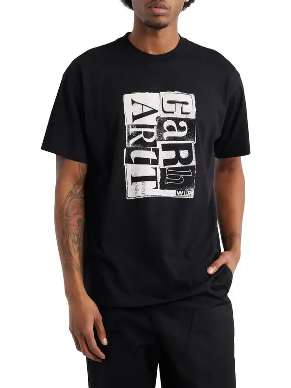 Carhartt Work In Progress Moving Letterpress Cotton Graphic T-shirt - Black