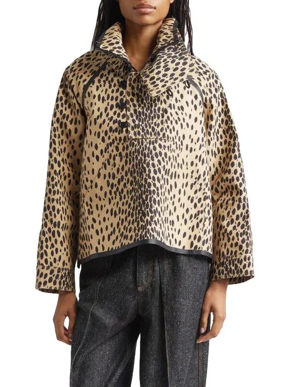 NACKIYE Fisherman Cotton Pullover Jacket - Leopard