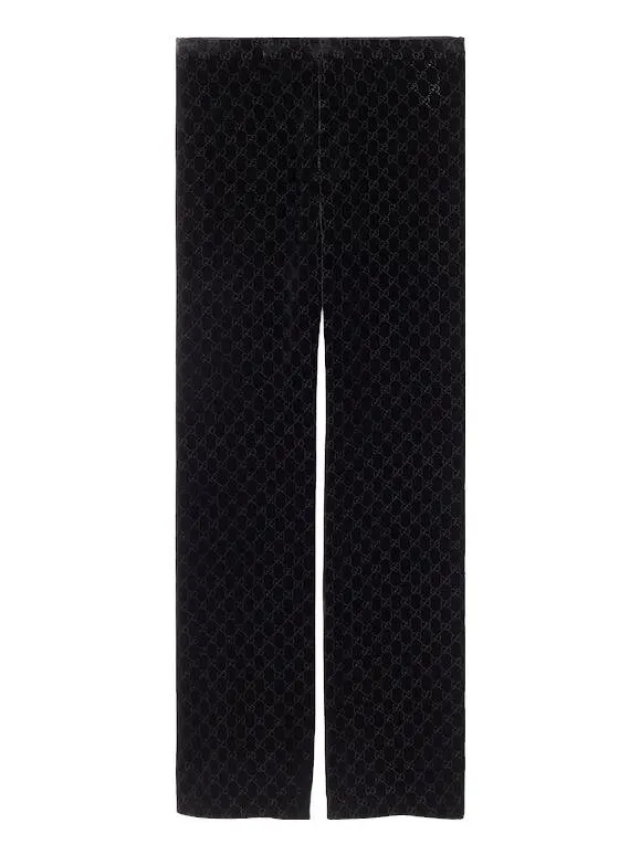 Gucci Gg Stretch Velvet Devoré Pants - Black