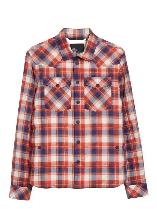 Moncler Gelt Quilted Check Shirt Jacket - Red Check