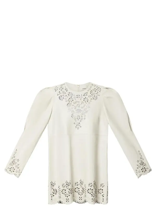 Isabel Marant Nala Laser-cut Floral Lambskin Mini Dress - Chalk