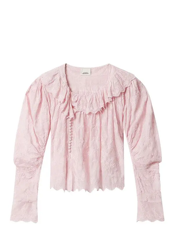 Isabel Marant Zelly Floral Embroidered Top - Pale Pink