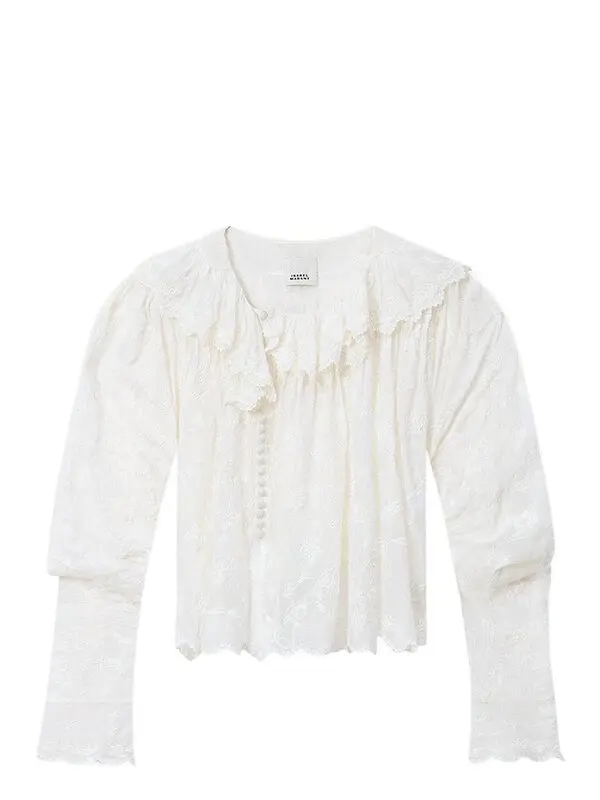 Isabel Marant Zelly Floral Embroidered Top - White