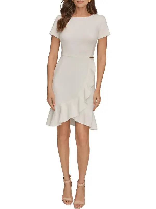 Donna Karan New York Ruffle Detail Dress - Cream