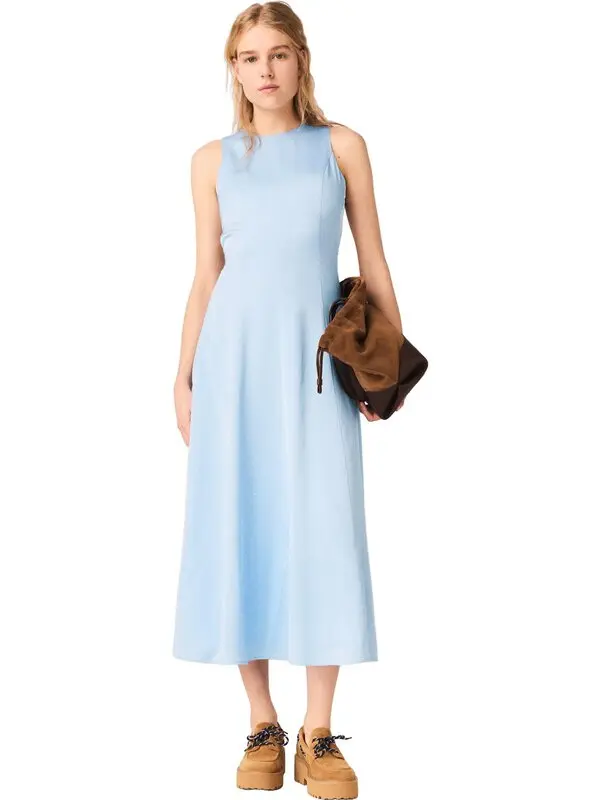 Maje Viscose Maxi Dress With Open Back - Blue Sky
