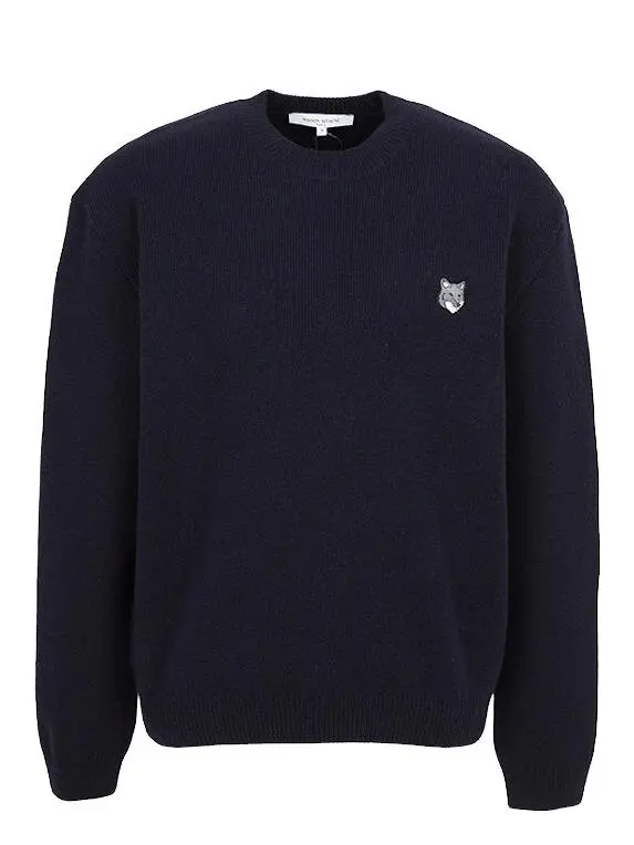 Maison Kitsuné Fox Head Knit Sweater - Navy Blue