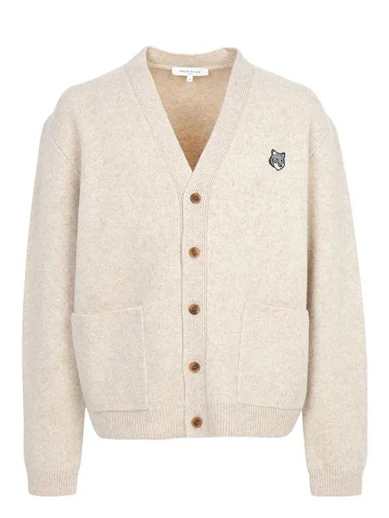 Maison Kitsuné Fox Head Cardigan - Beige