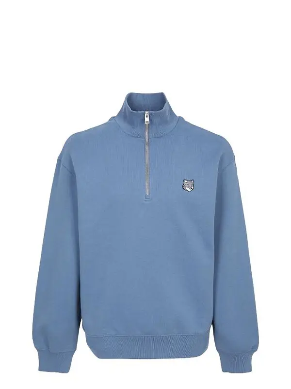 Maison Kitsuné Fox Head Half Zip Up Sweatshirt - Blue